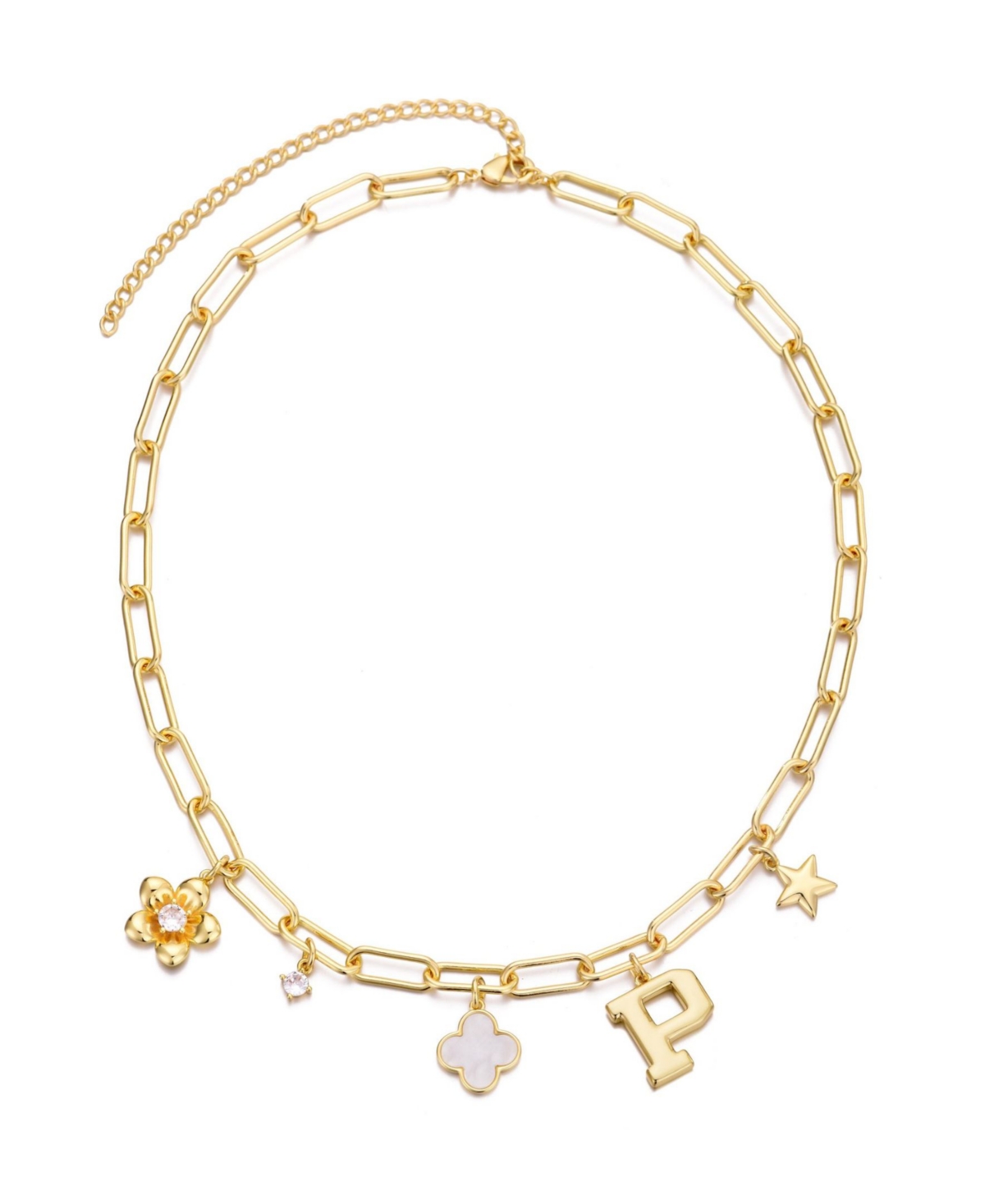 Click here for Adornia Gold Initial Chunky Charm Necklace - Gold-... prices