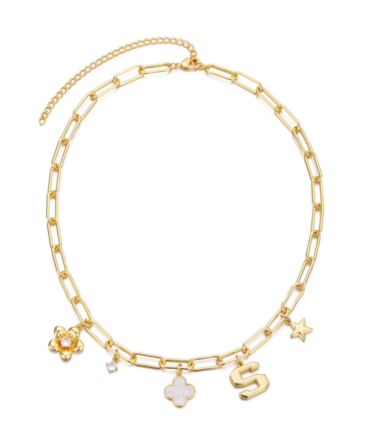 Click here for Adornia Gold Initial Chunky Charm Necklace - Gold-... prices