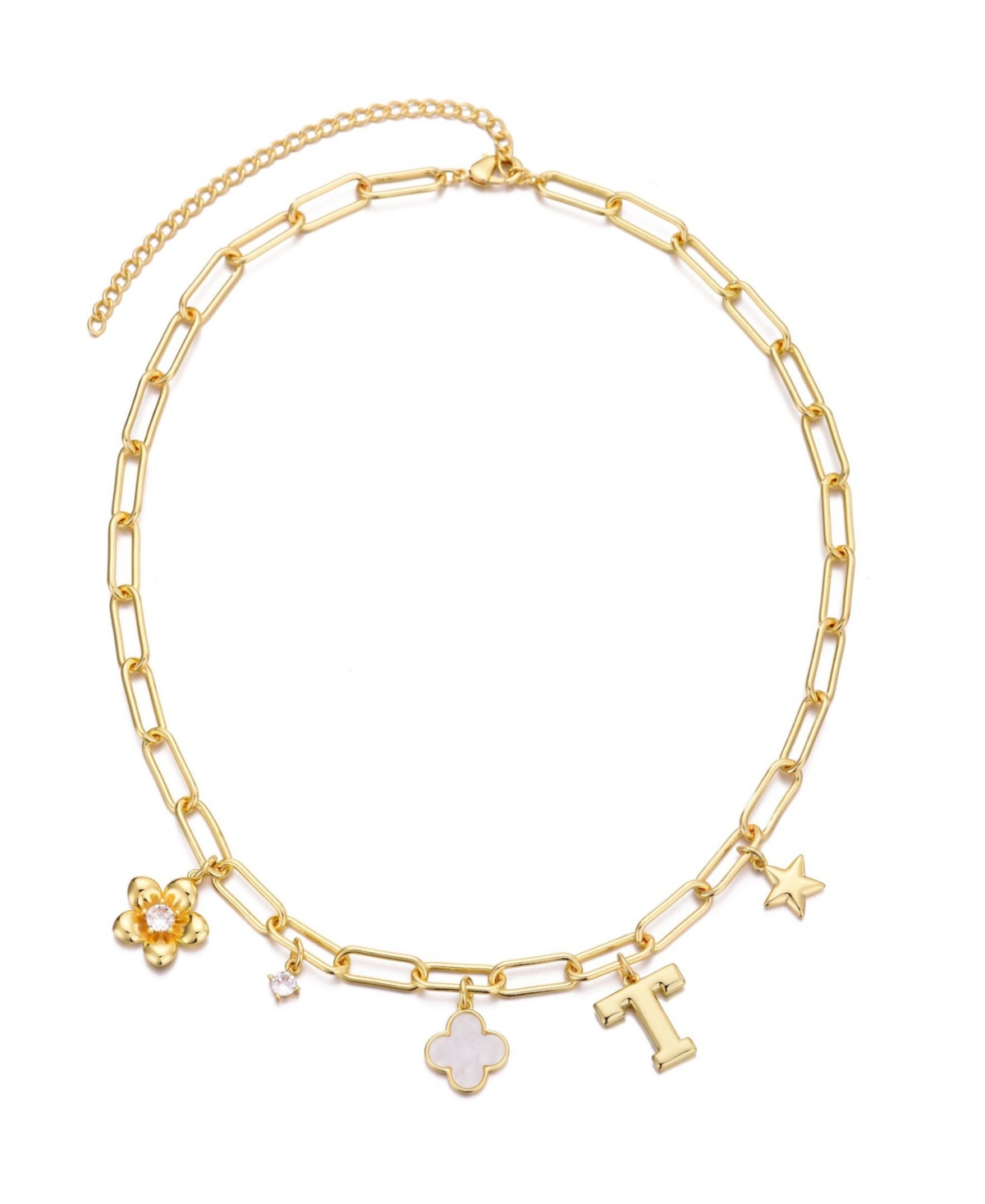 Click here for Adornia Gold Initial Chunky Charm Necklace - Gold-... prices