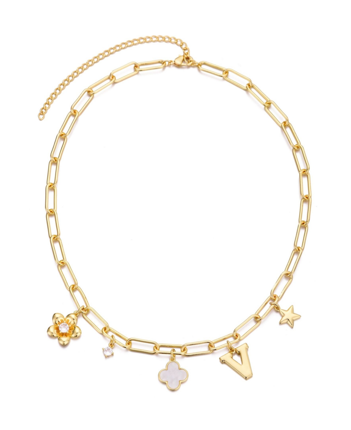 Click here for Adornia Gold Initial Chunky Charm Necklace - Gold-... prices