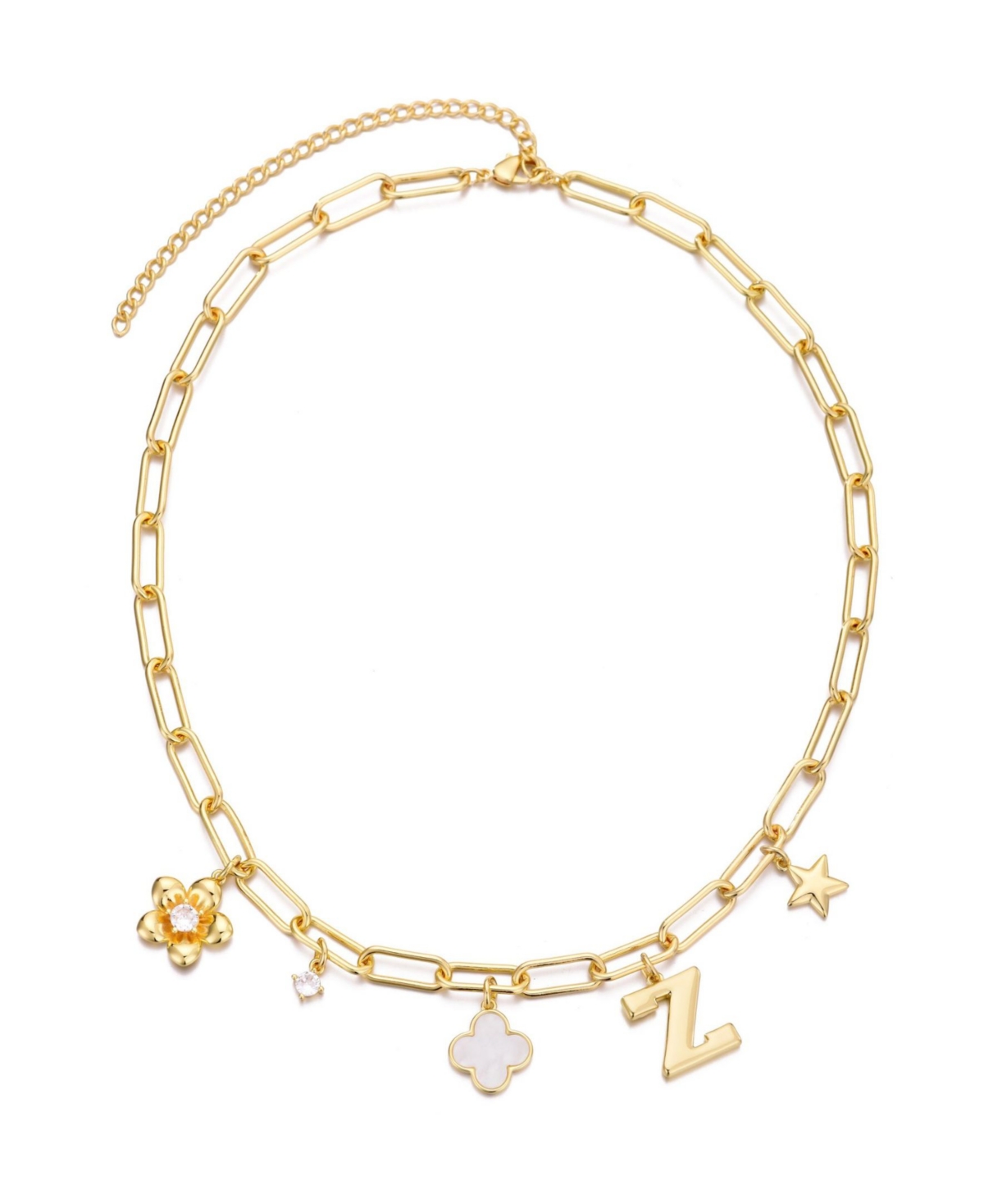 Click here for Adornia Gold Initial Chunky Charm Necklace - Gold-... prices