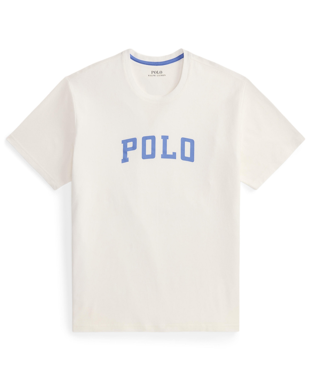 Polo Ralph Lauren Mens Crewneck Pajama T-Shirt - White/Harbor Island Blue Logo