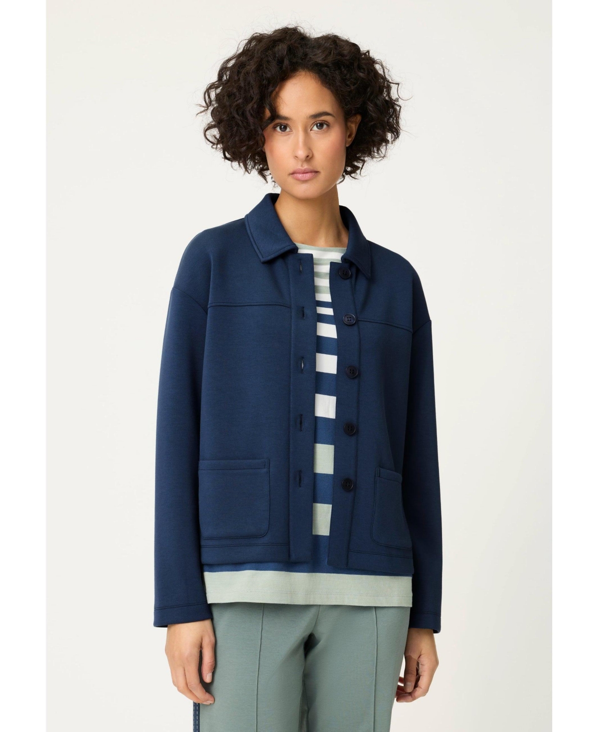 Click here for Olsen Womens Scuba Knit Jersey Jacket - True navy prices