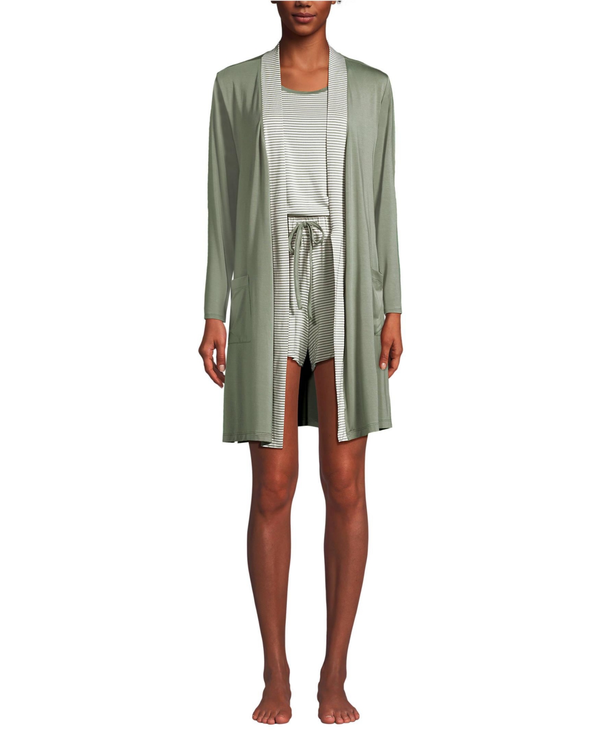 Click here for Lands End Womens Cooling 3 Piece Pajama Set - Robe... prices