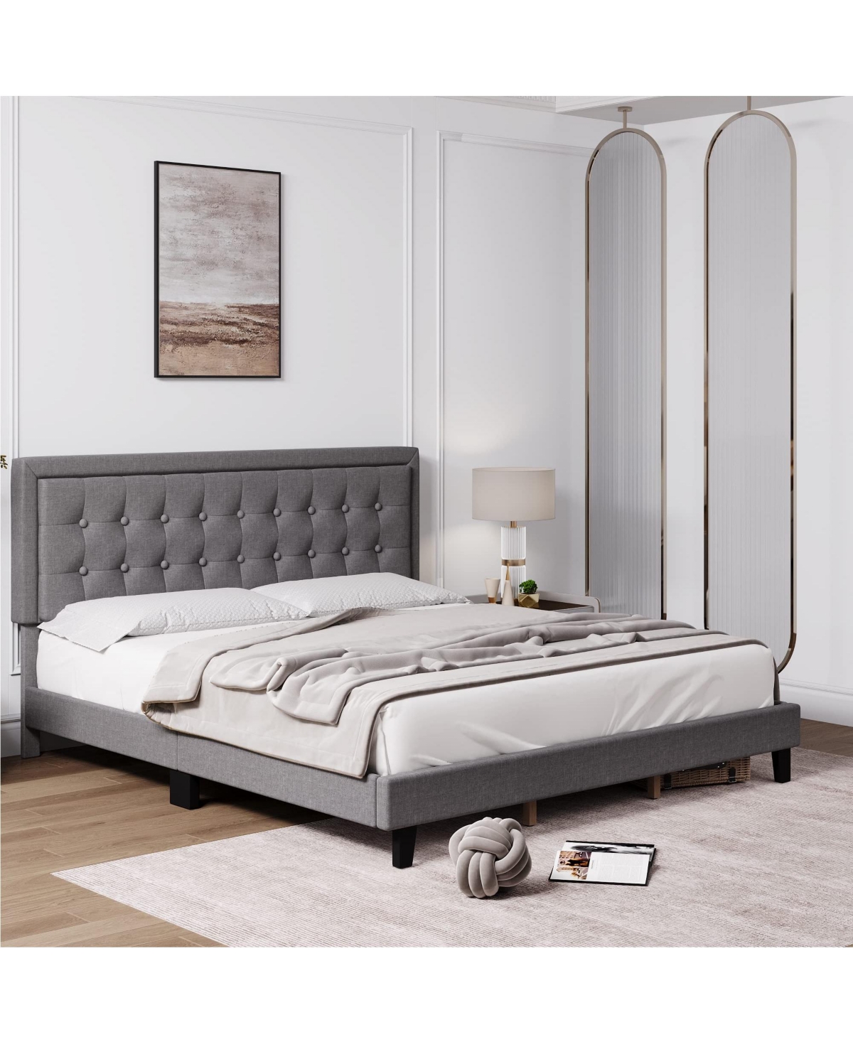 Click here for gaomon Full Platform Bed with Adjustable Linen But... prices