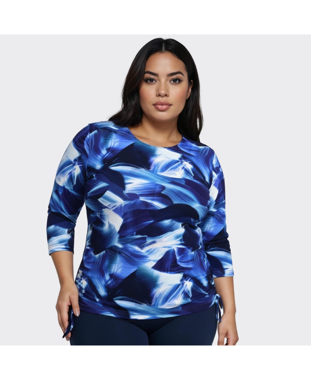 Click here for Calypsa Plus Size Margaux Swim Top - Navy wave prices