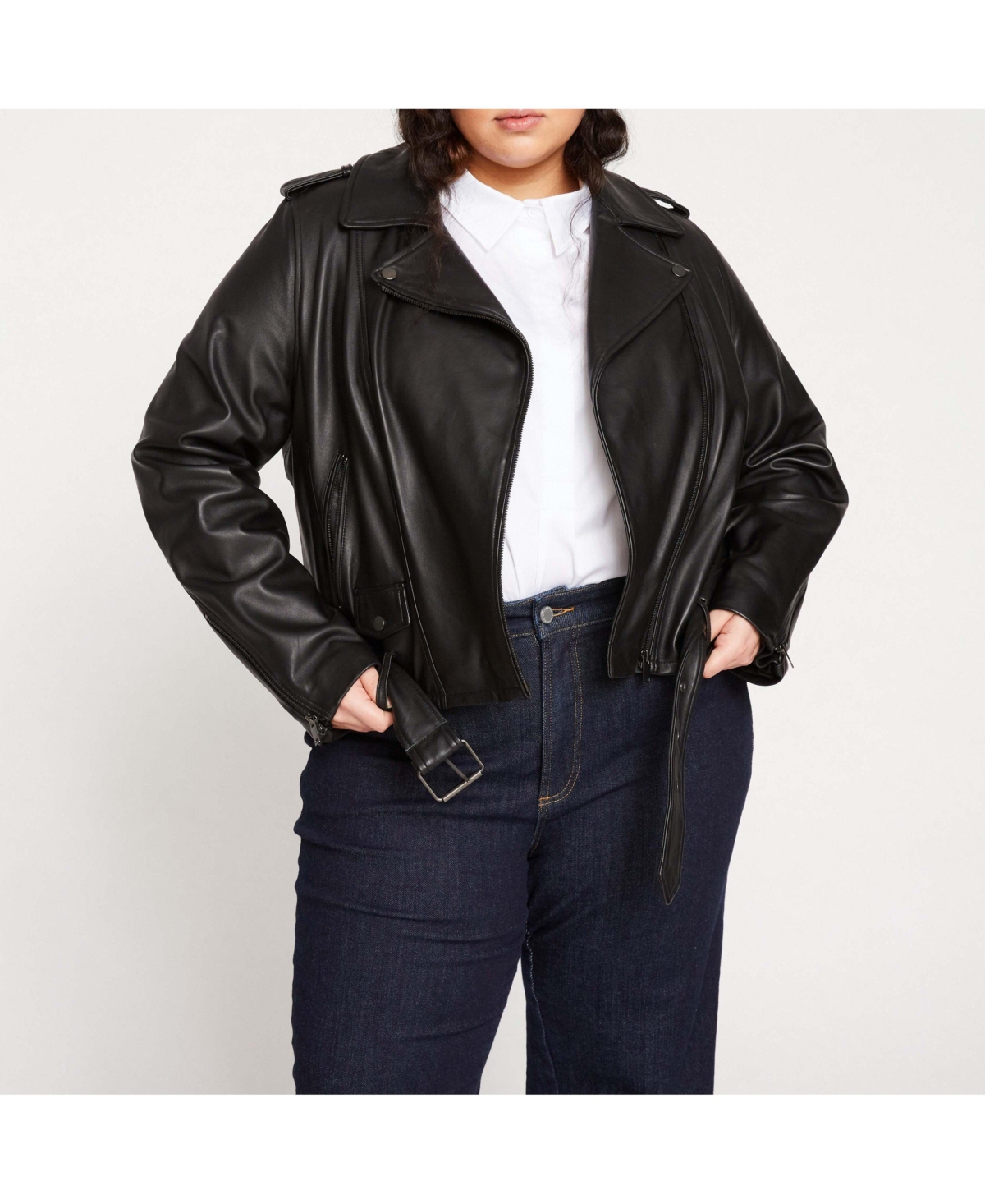 Click here for Universal Standard Plus Size Leeron Leather Moto J... prices