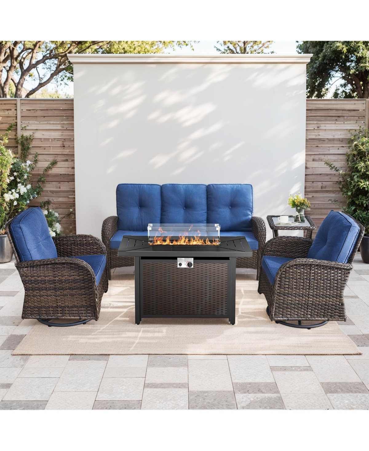 Click here for Gymojoy 5-Piece Brown Wicker Fire Pit Conversation... prices