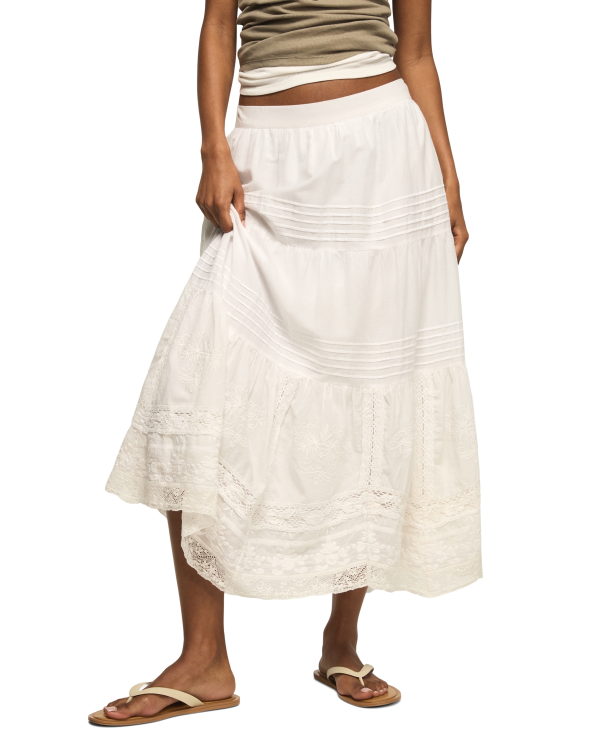 Click here for Lucky Brand Womens Lace Trim Mix Midi Skirt - Whis... prices