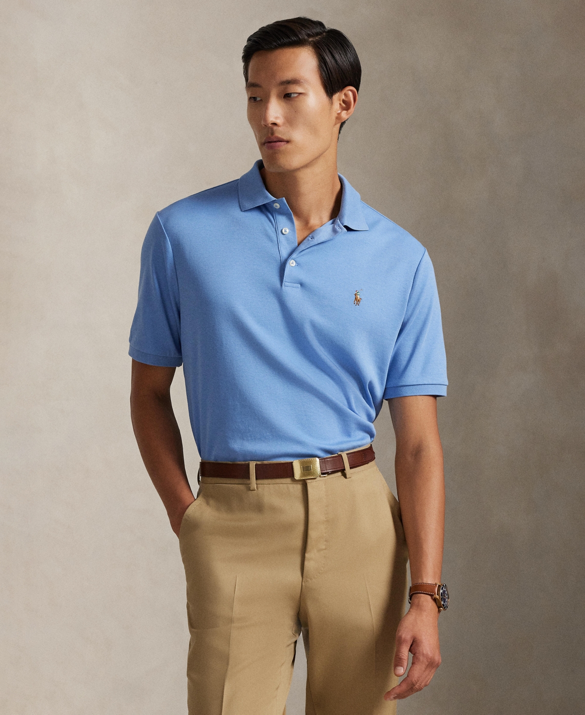 Click here for Mens Slim-Fit Soft Cotton Polo Shirt - Sky Blue prices