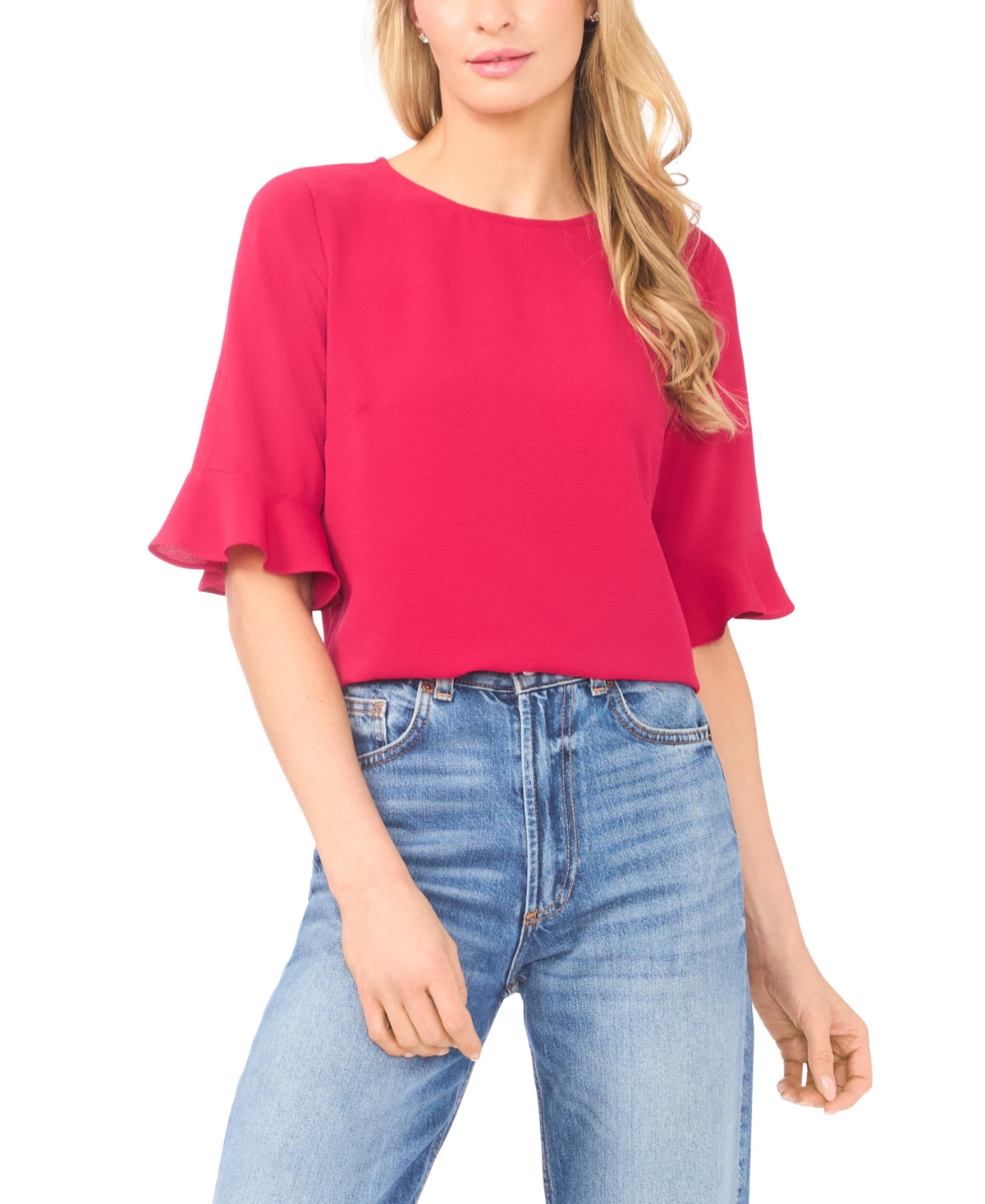 Click here for CeCe Womens Ruffled-Cuff 3/4-Sleeve Crew Neck Top... prices