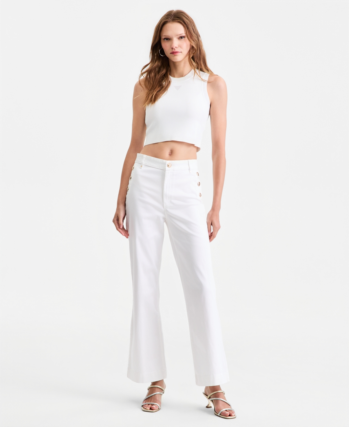 Click here for Guess Womens New Faye Chino Pants - Pure White prices