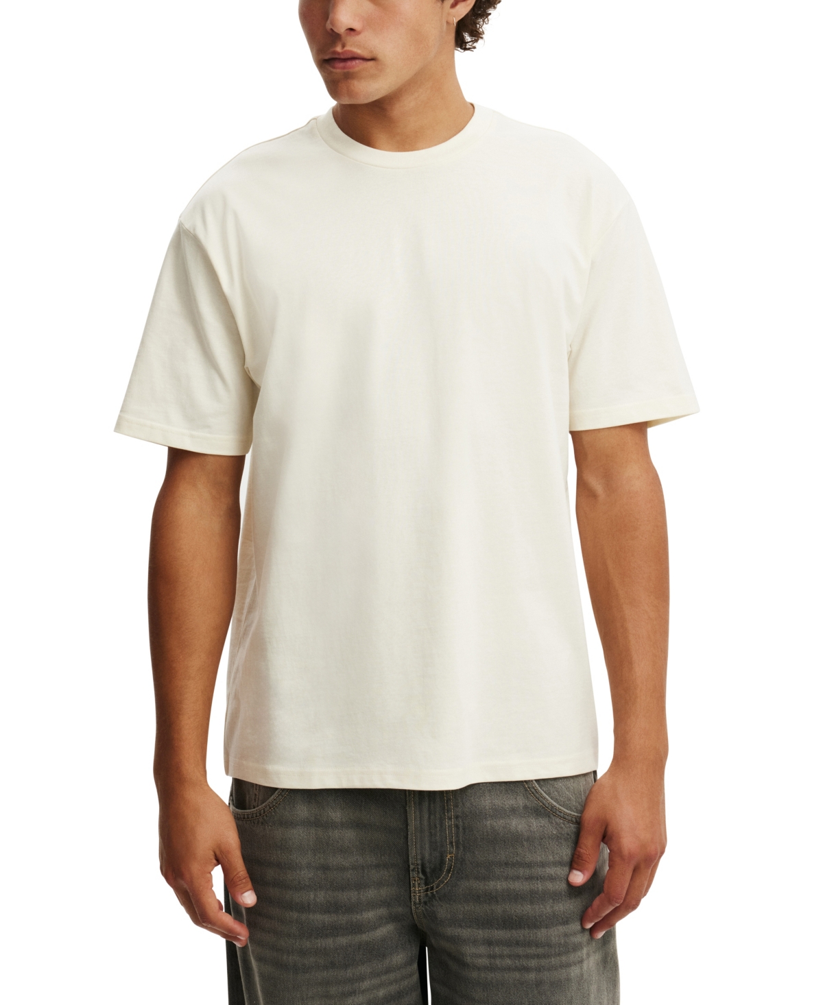 Click here for Cotton On Mens Pull-On Crewneck T-Shirt - Cream prices