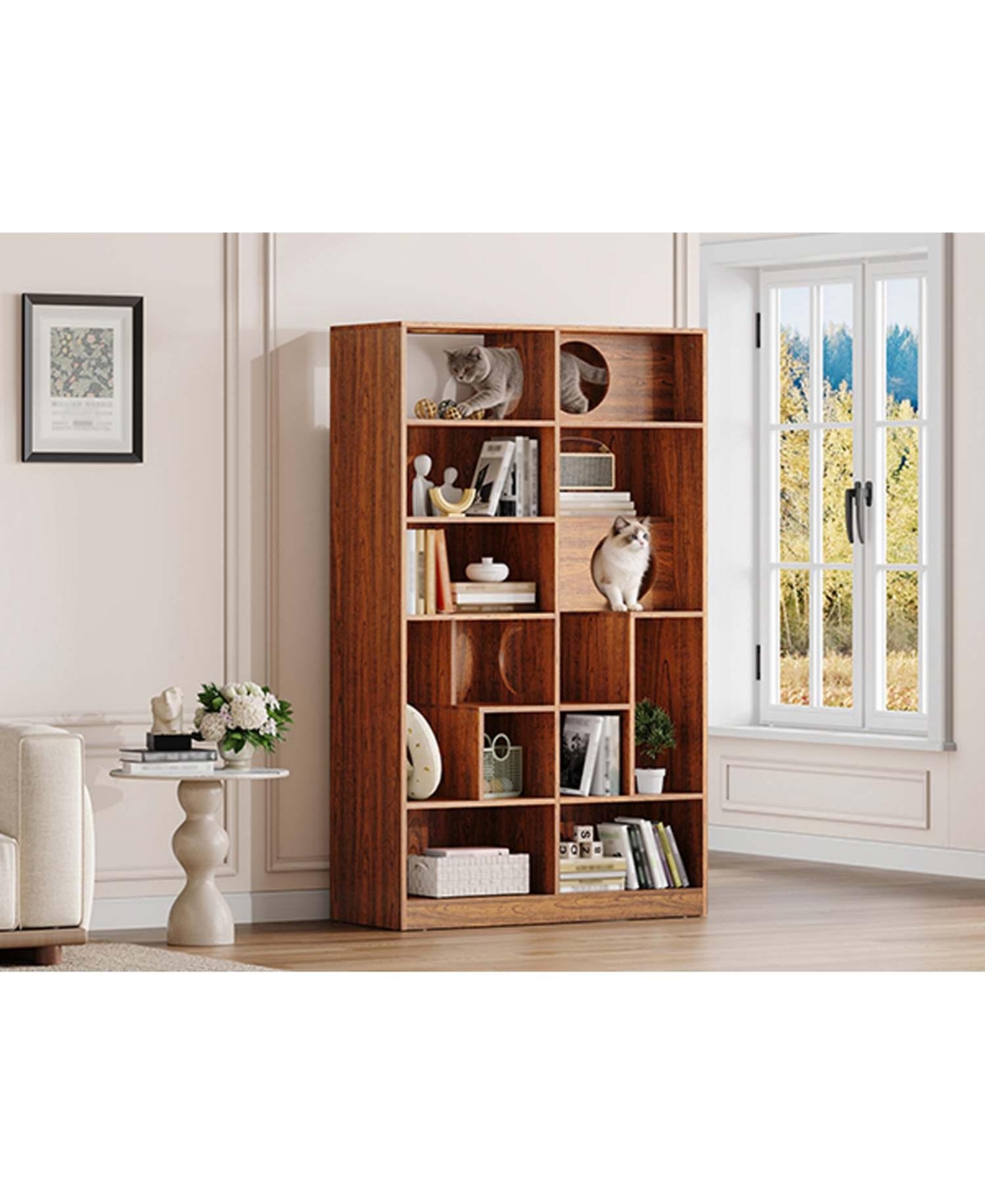 Click here for Aostirmotor Modern 2-in-1 Bookshelf Cat House: Lit... prices