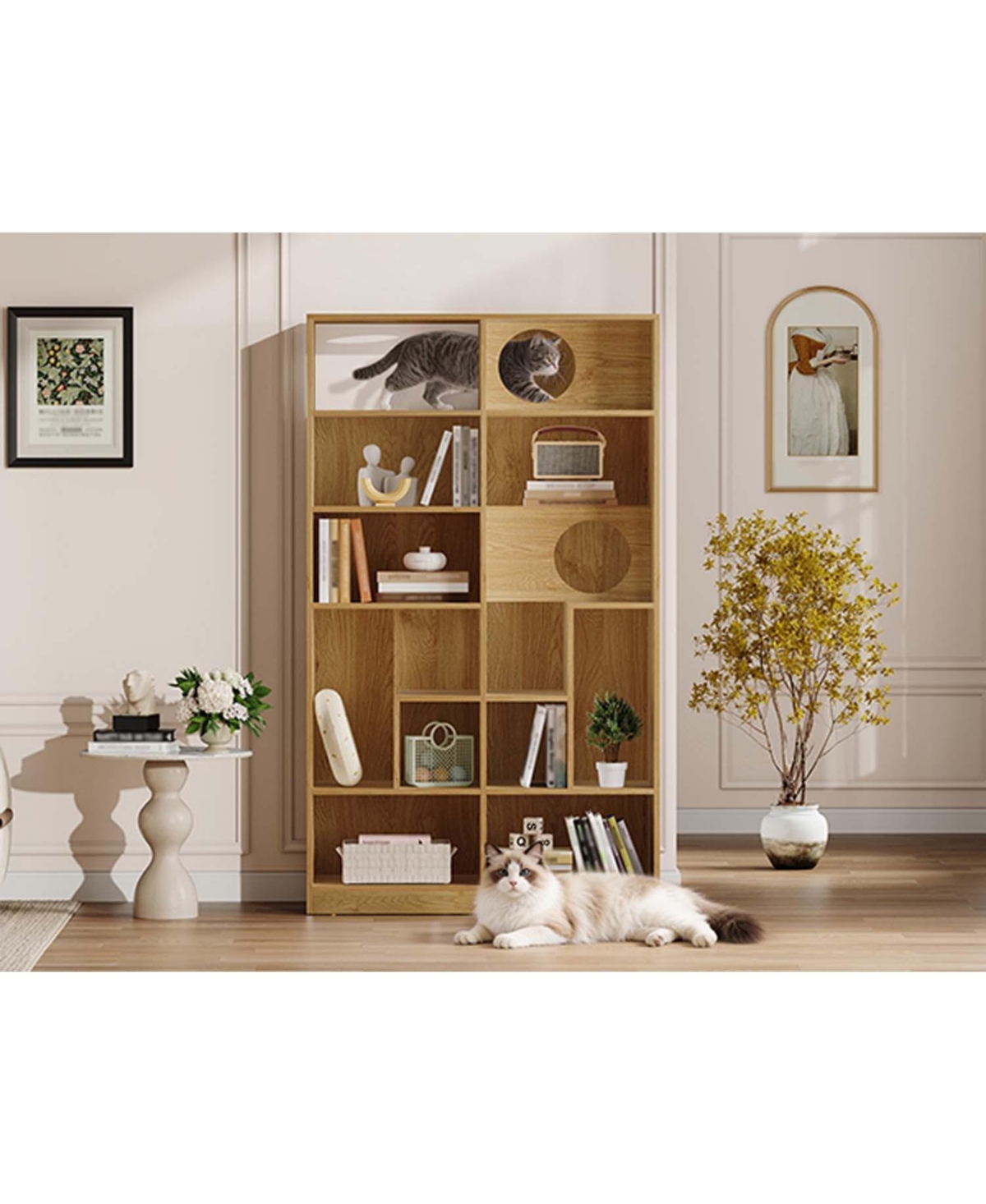 Click here for Aostirmotor Modern 2-in-1 Bookshelf Cat House: Lit... prices