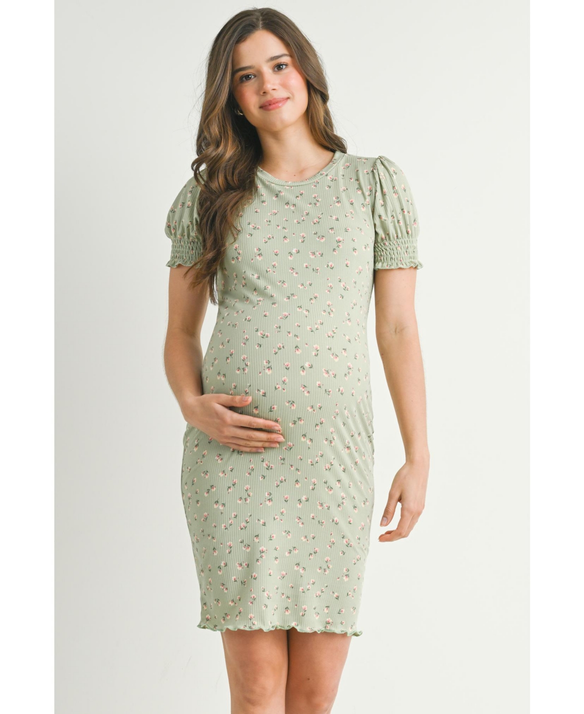 Click here for Hello Miz Maternity Floral Ribbed Mini Dress with... prices