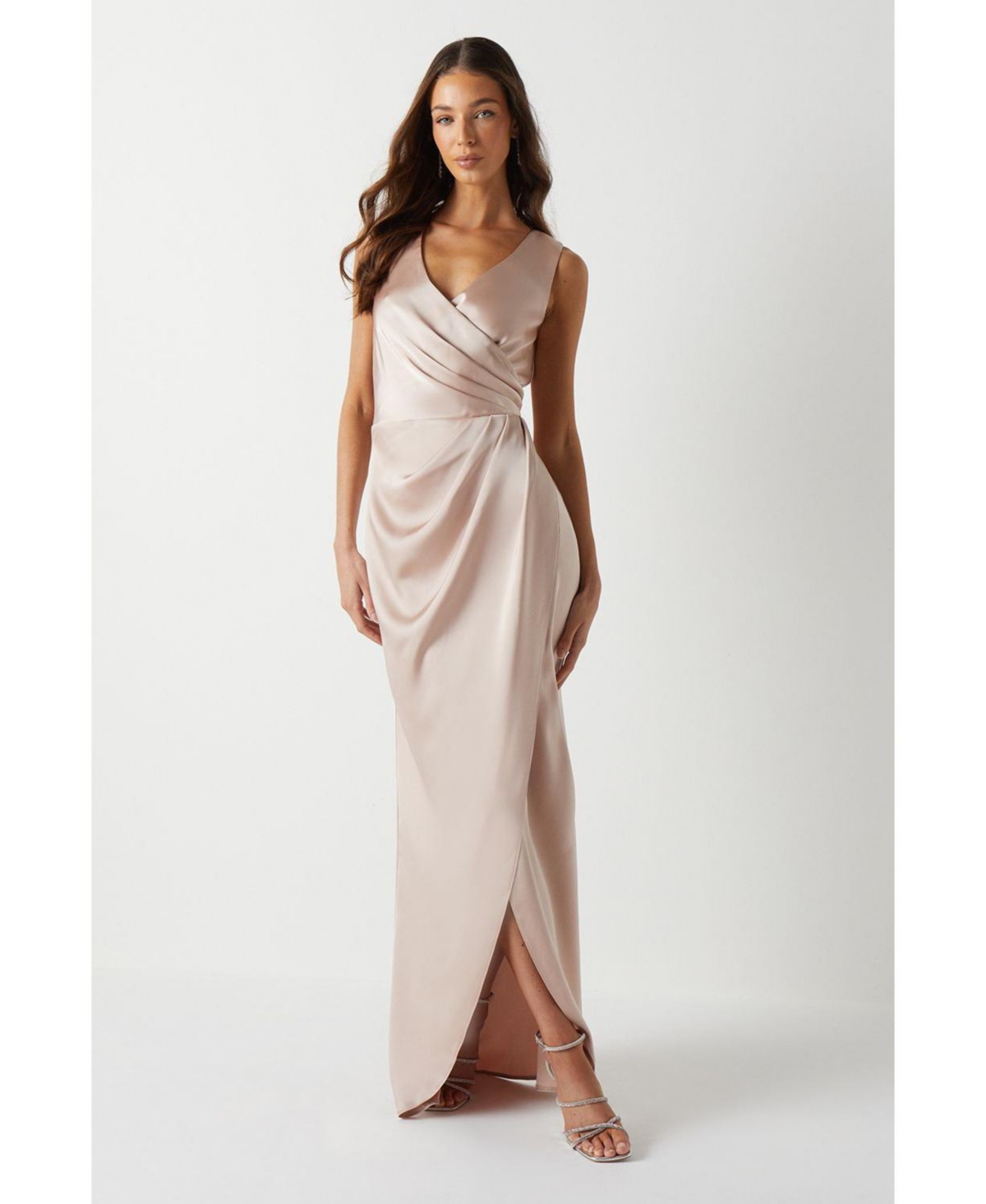 Click here for Coast Womens Ruched Satin Bridesmaid Dress - Mocha prices