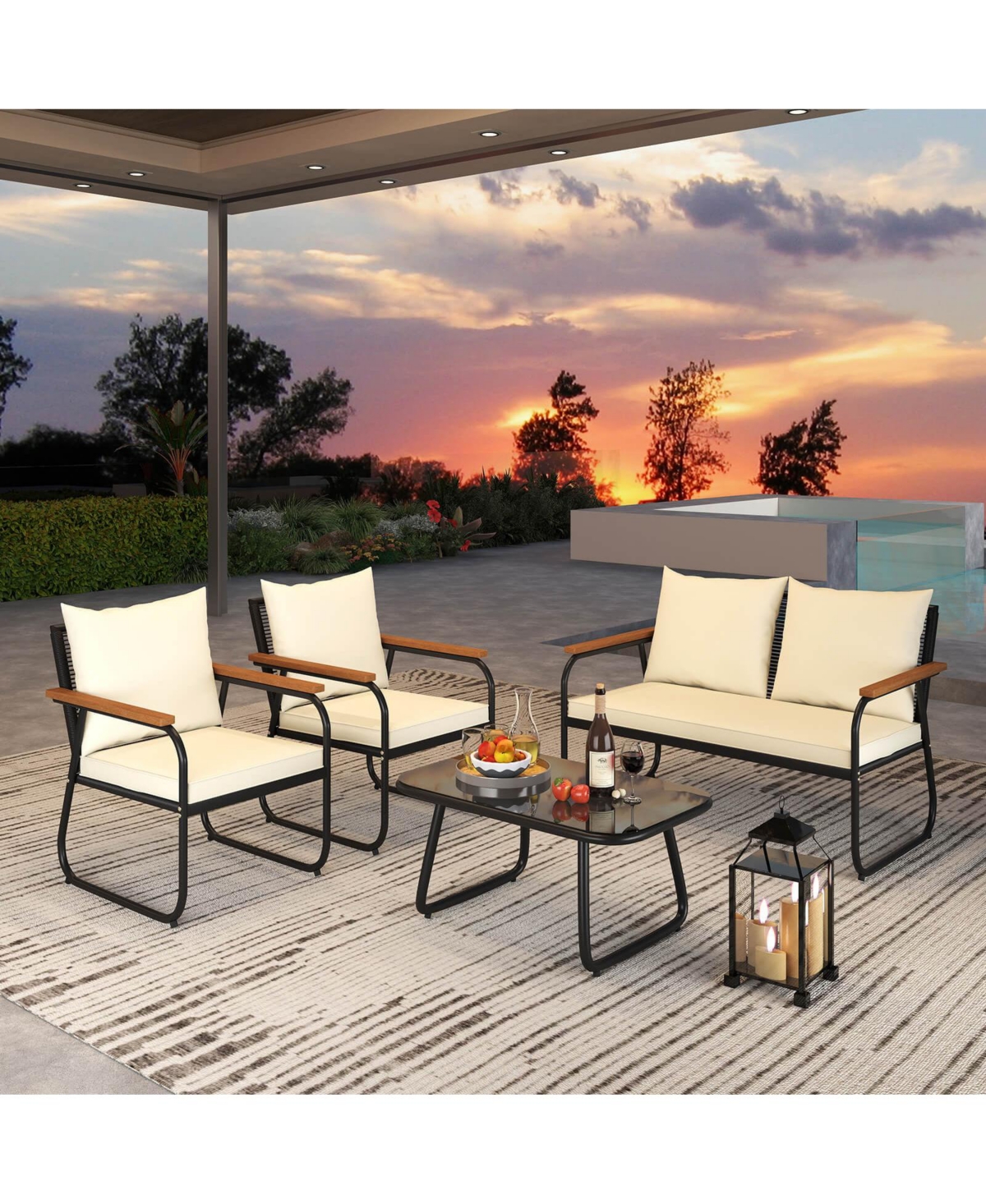 Click here for Patio Furniture Set with Tempered Glass Coffee Tab... prices