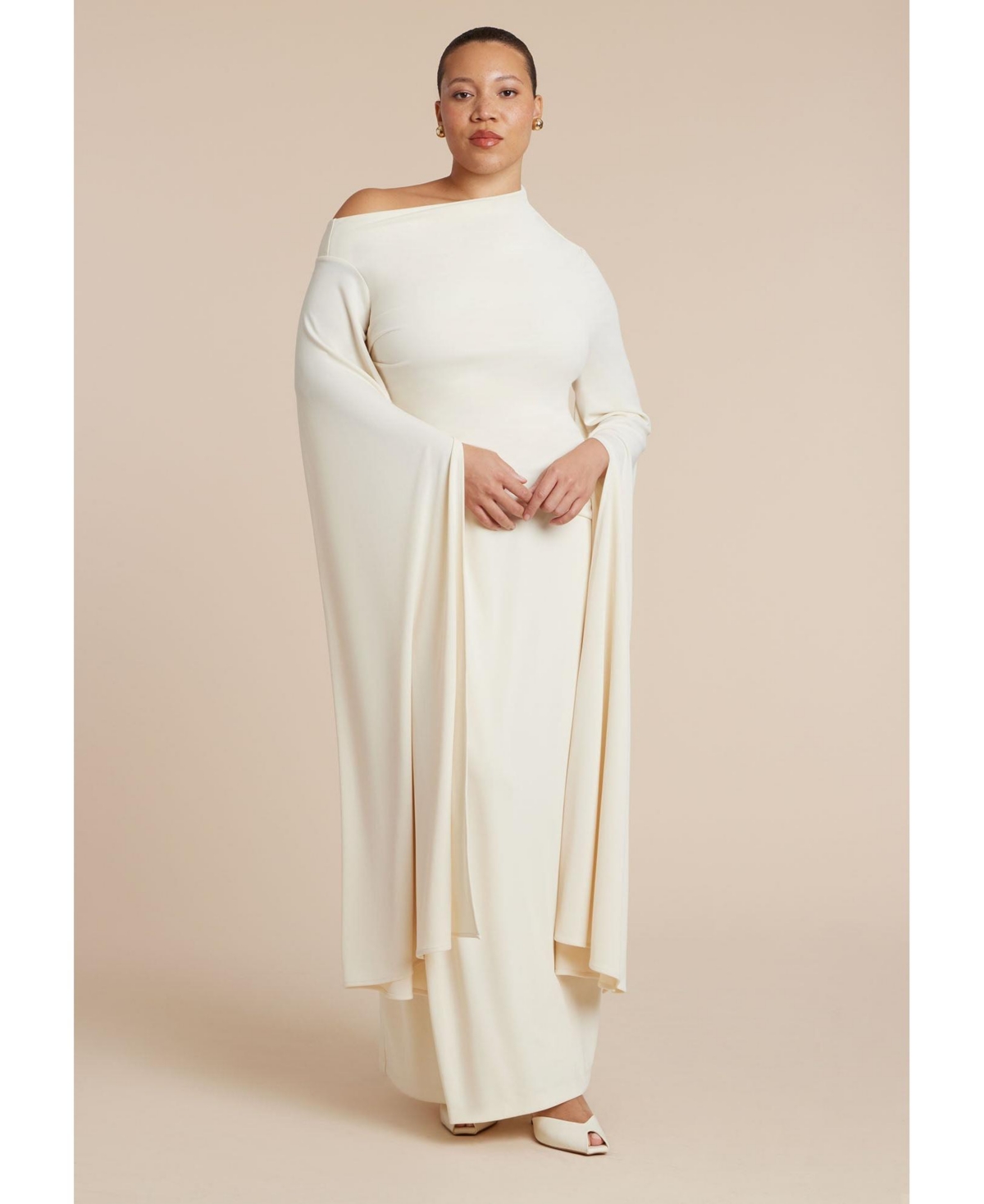 Click here for Eloquii Womens Plus Size Cape Sleeve Draped Dress... prices