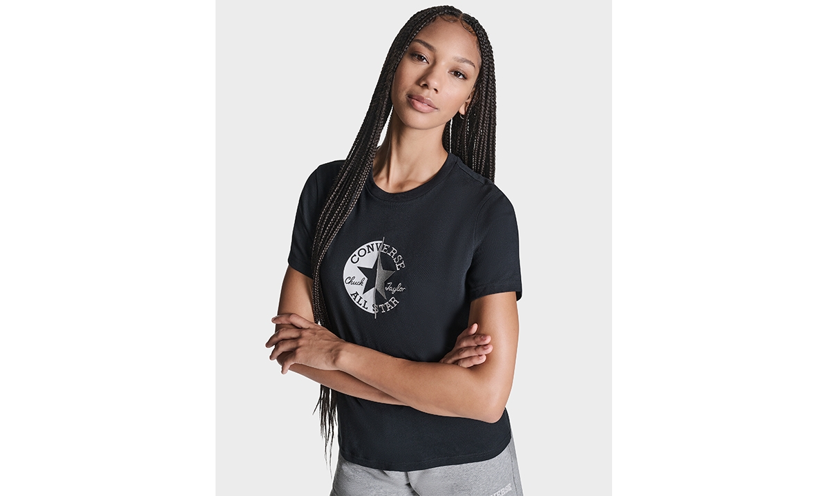 Click here for Converse Womens Half & Half T-Shirt - Converse bla... prices