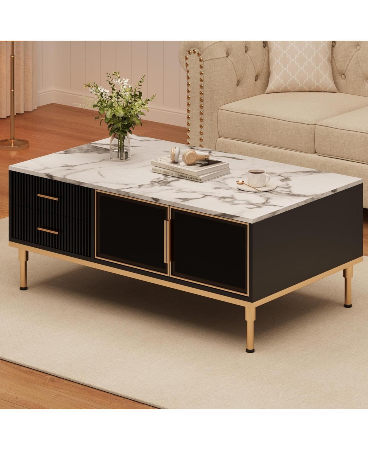 Click here for gaomon Minimalist Coffee Table with Faux Marble Su... prices