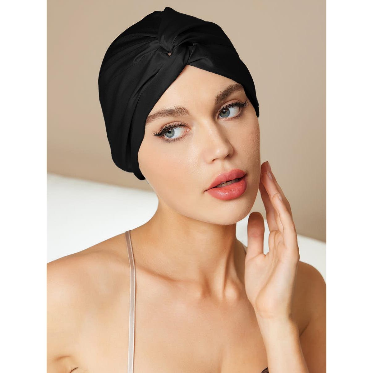 Click here for Silksilky Pure Silk Knot-Front Hair Bonnet - Black prices