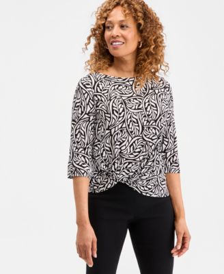 Click here for Jm Collection Womens Printed Boat Neck Twist Front... prices