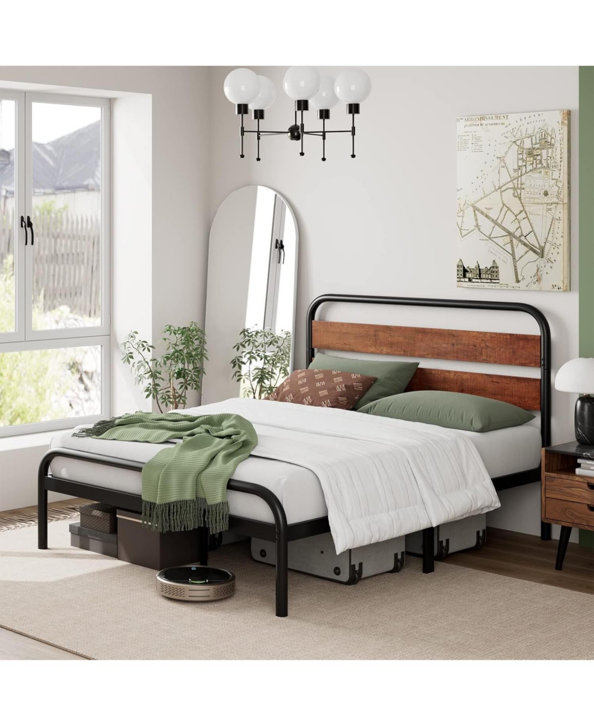 Click here for gaomon Platform Bed Frame with Wood Headboard  Hea... prices