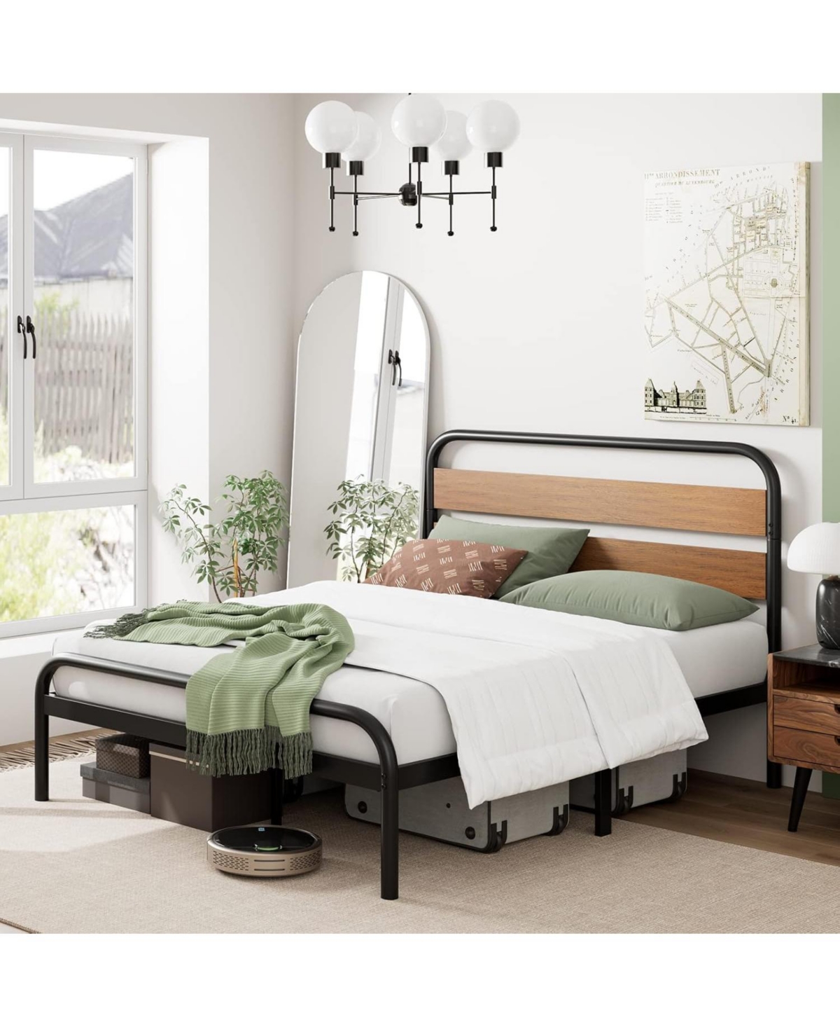 Click here for gaomon Platform Bed Frame with Wood Headboard  Hea... prices