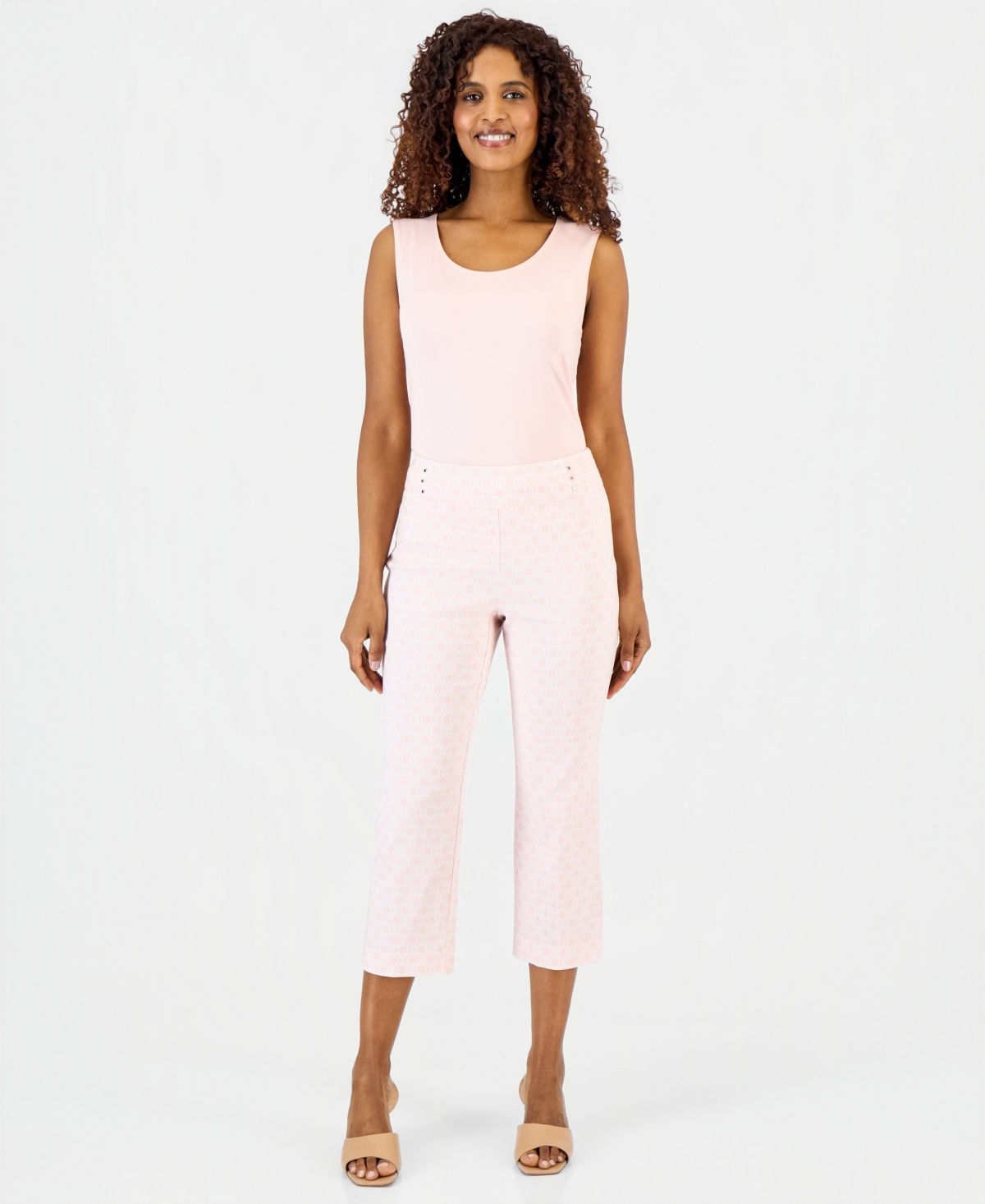 Click here for Jm Collection Womens Printed Pull-On Capri Pants... prices