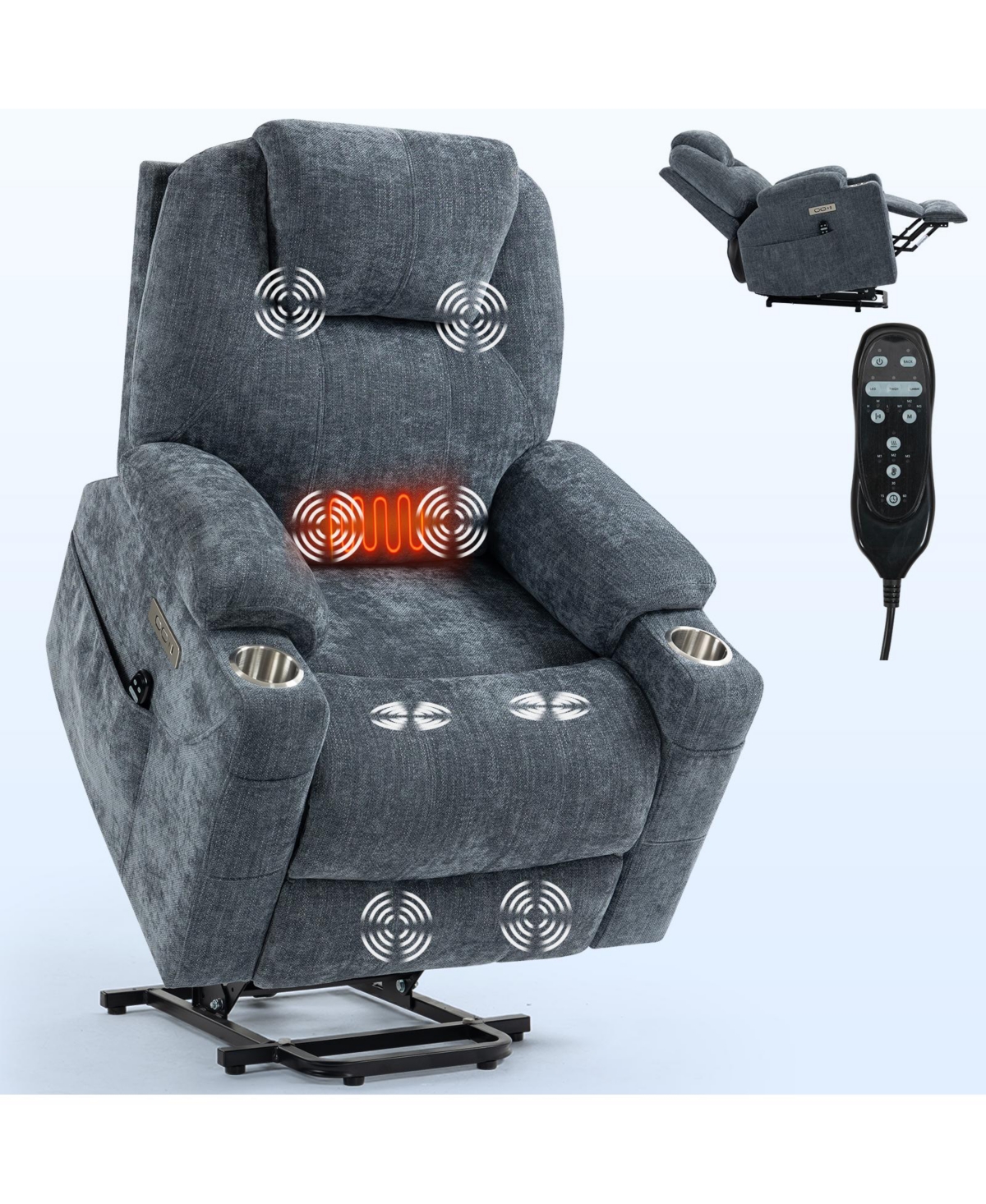Click here for Mondawe Chenille Power Lift Recliner Chair - Grey prices
