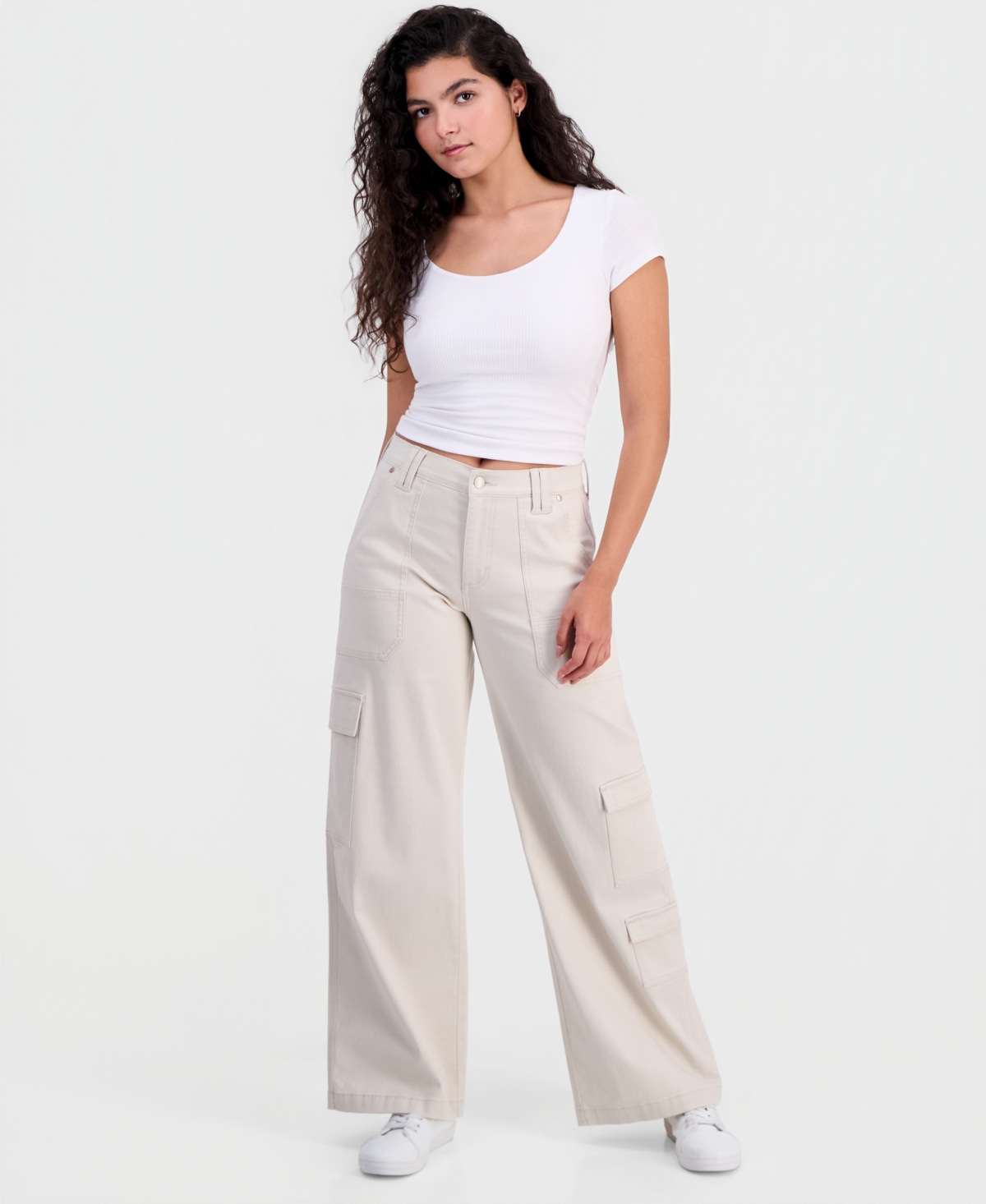 Click here for Celebrity Pink Juniors Wide-Leg Cargo Pants - Khak... prices