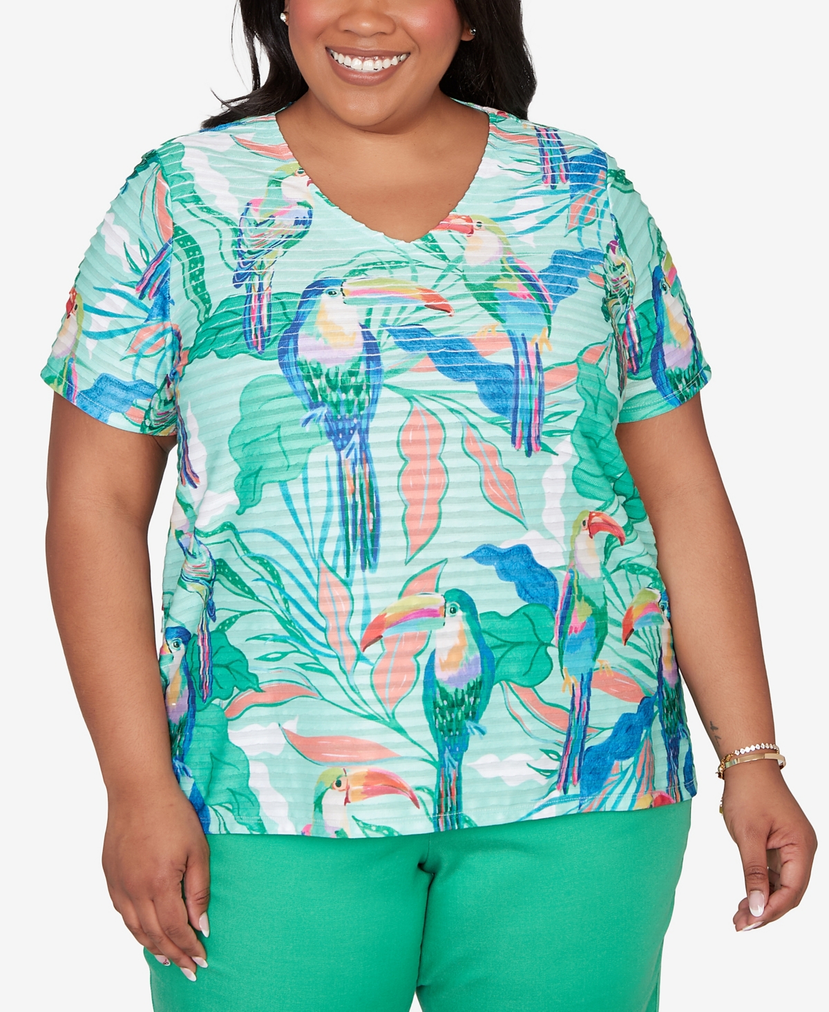 Click here for Alfred Dunner Plus Size Resort Living Toucan Textu... prices