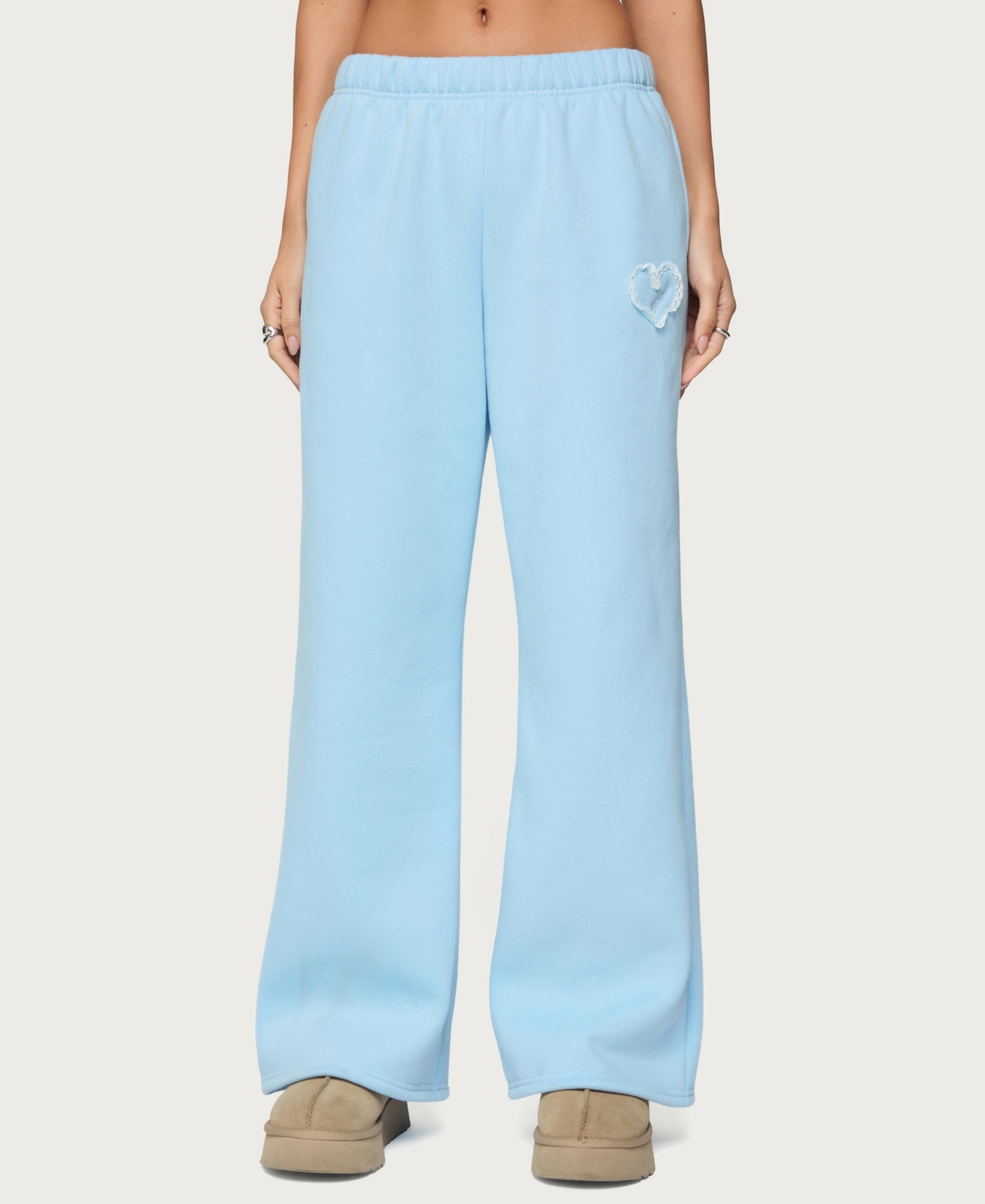 Click here for Edikted Womens Love Wide Leg Sweatpants - Light-bl... prices