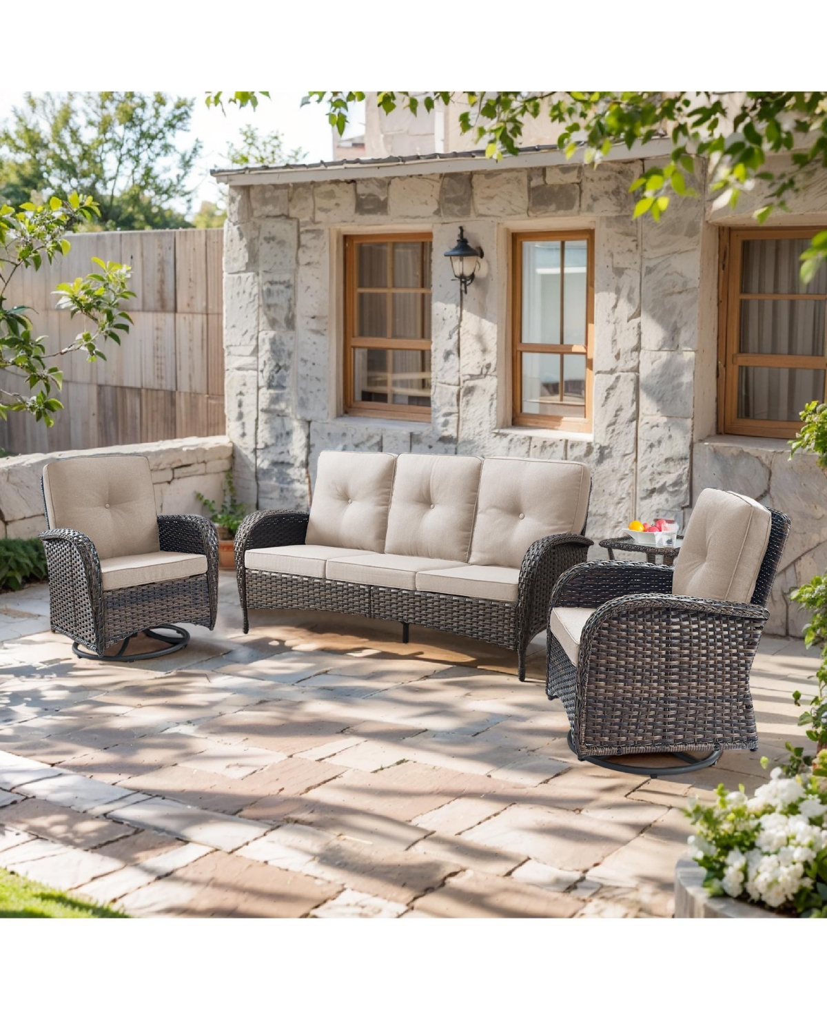 Click here for Gymojoy 4-Piece Brown Wicker Patio Conversation Se... prices