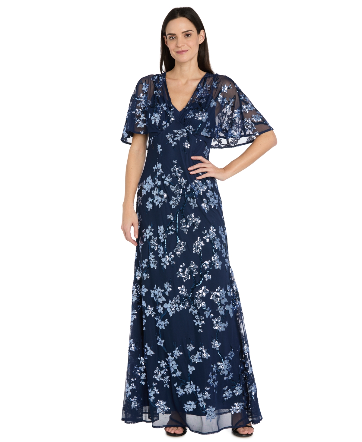 Click here for R & M Richards Womens Sequin Embellished Cape-Slee... prices