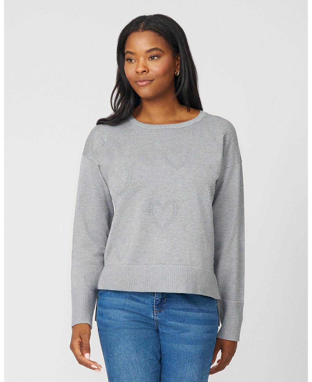 Click here for Cable & Gauge Womens Textured Heart & Bow Crewneck... prices