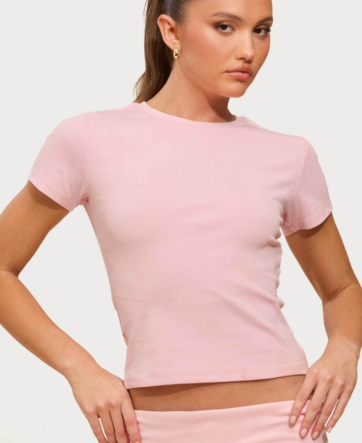 Click here for Edikted Womens Emelia Fitted T Shirt - Pink prices