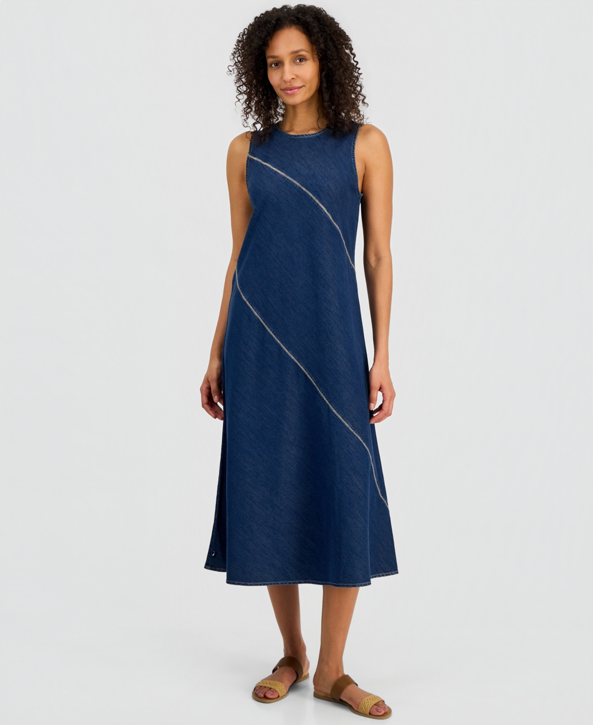 Click here for Nautica Womens Asymmetrical Denim Midi Dress - Ws... prices