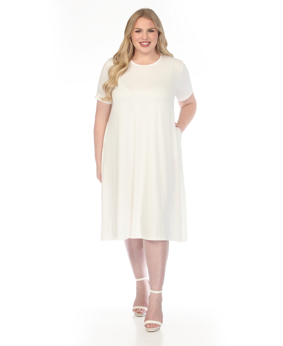 Click here for White Mark Plus Size Crew Neck T-Shirt Dress - Off... prices