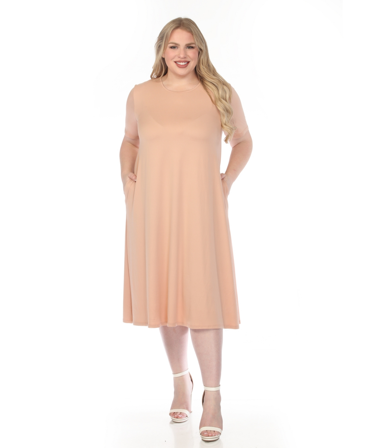 Click here for White Mark Plus Size Crew Neck T-Shirt Dress - Dus... prices