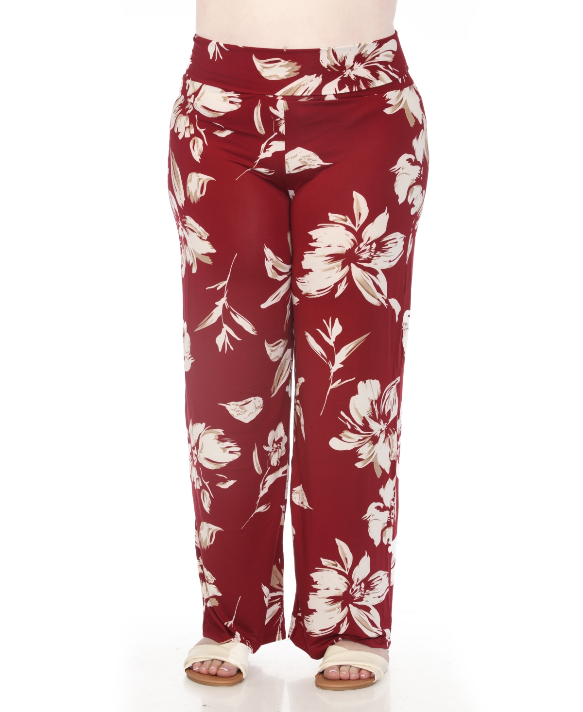 Click here for White Mark Plus Size High-Waist Floral Wide-Leg Pa... prices