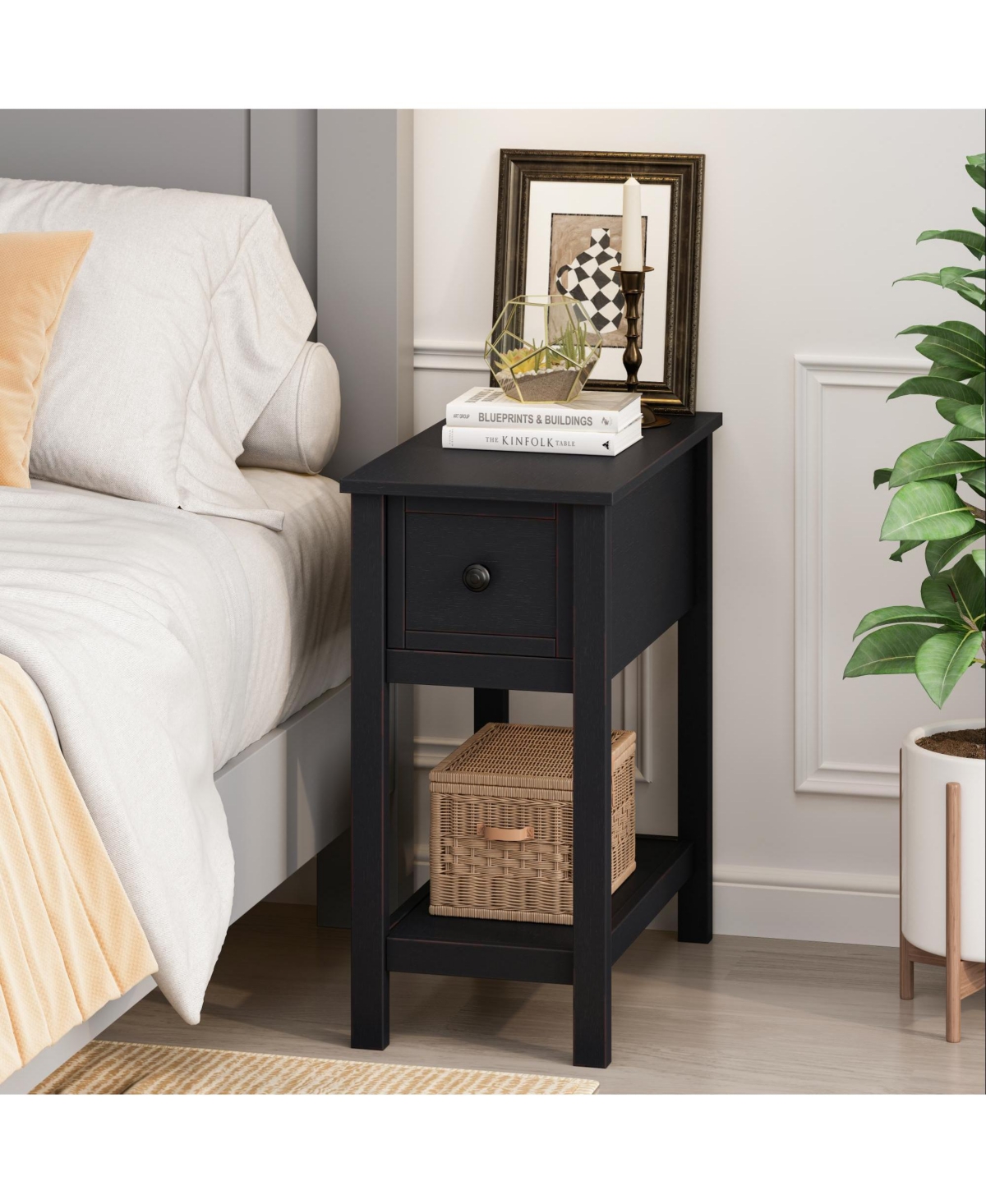 Click here for Rainsken Narrow Nightstand with Storage  Solid Woo... prices