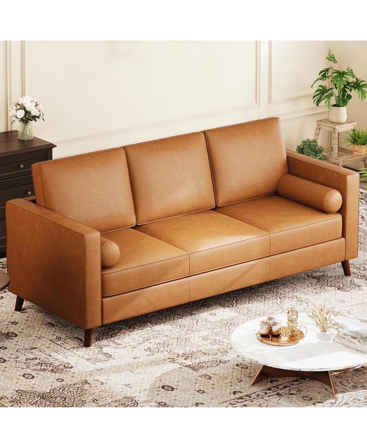 Click here for Gaomon 86 Leather Sofa for Living Room  Mid-Centur... prices