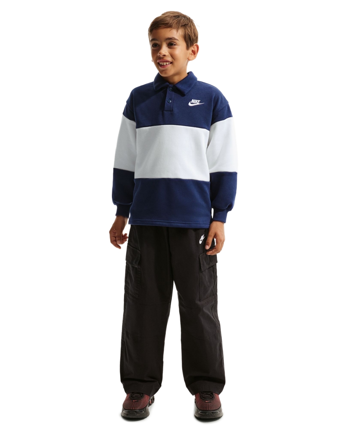 Click here for Nike Boys 4-20 Sportswear Club Rugby Striped Sweat... prices