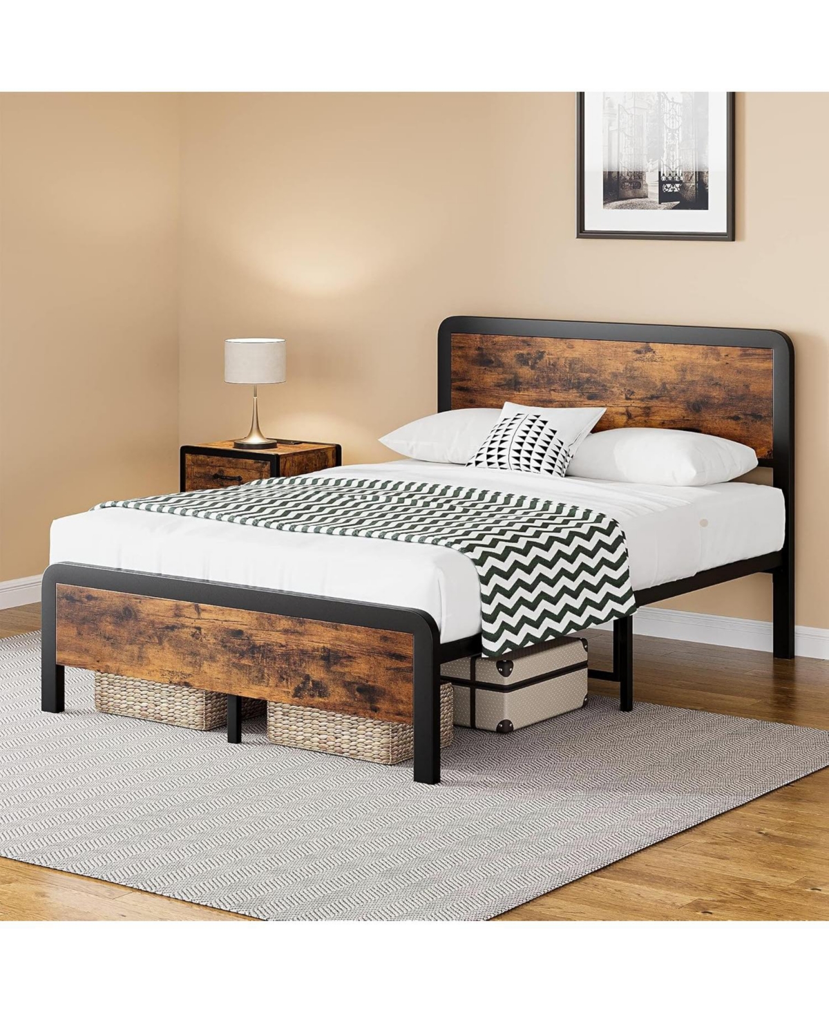 Click here for Gaomon Wood Platform Bed Frame with Headboard and... prices