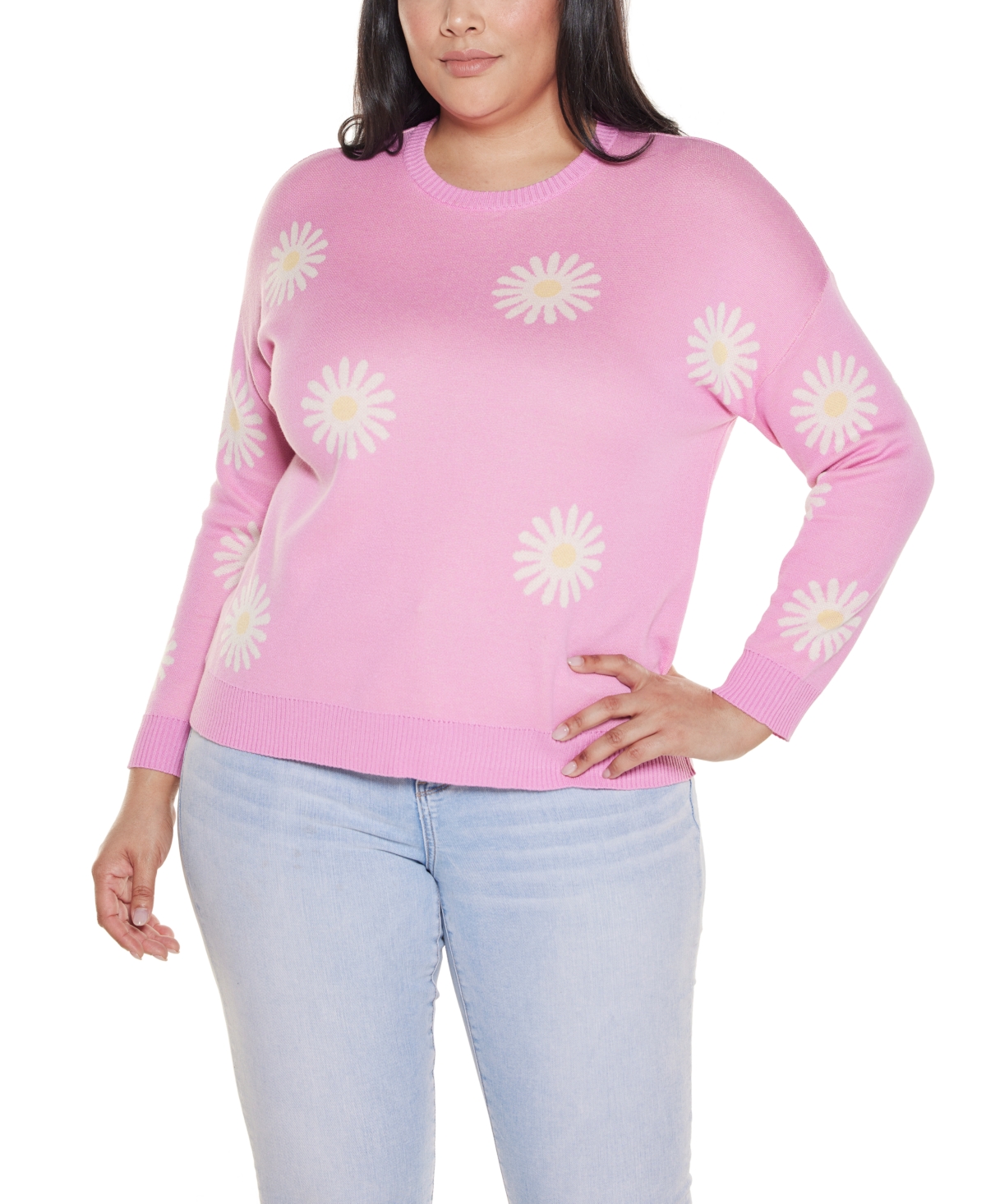 Click here for Belldini Plus Size Jacquard-Flower Crew Neck Sweat... prices