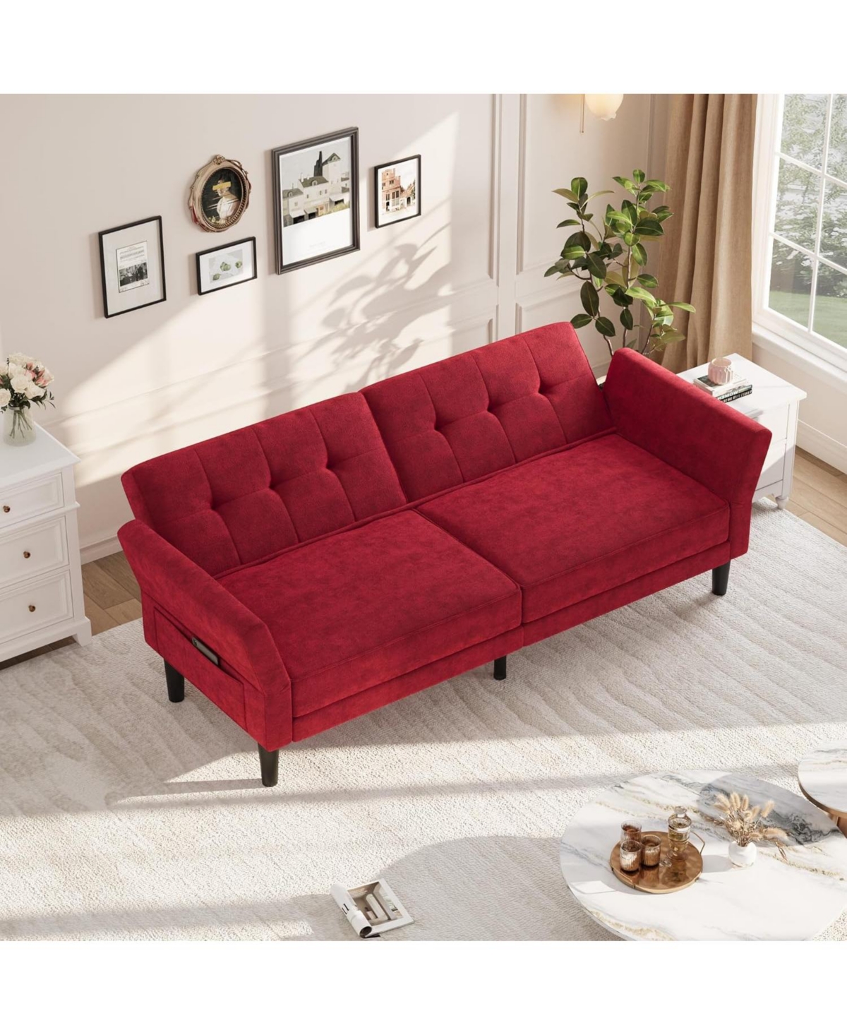 Click here for gaomon Futon Sofa Bed  Modern Chenille Sleeper Cou... prices