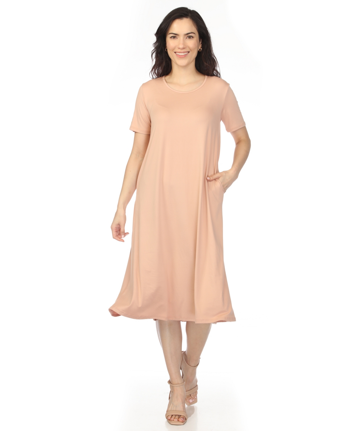 Click here for White Mark Womens Crew Neck T-Shirt Dress - Rose G... prices