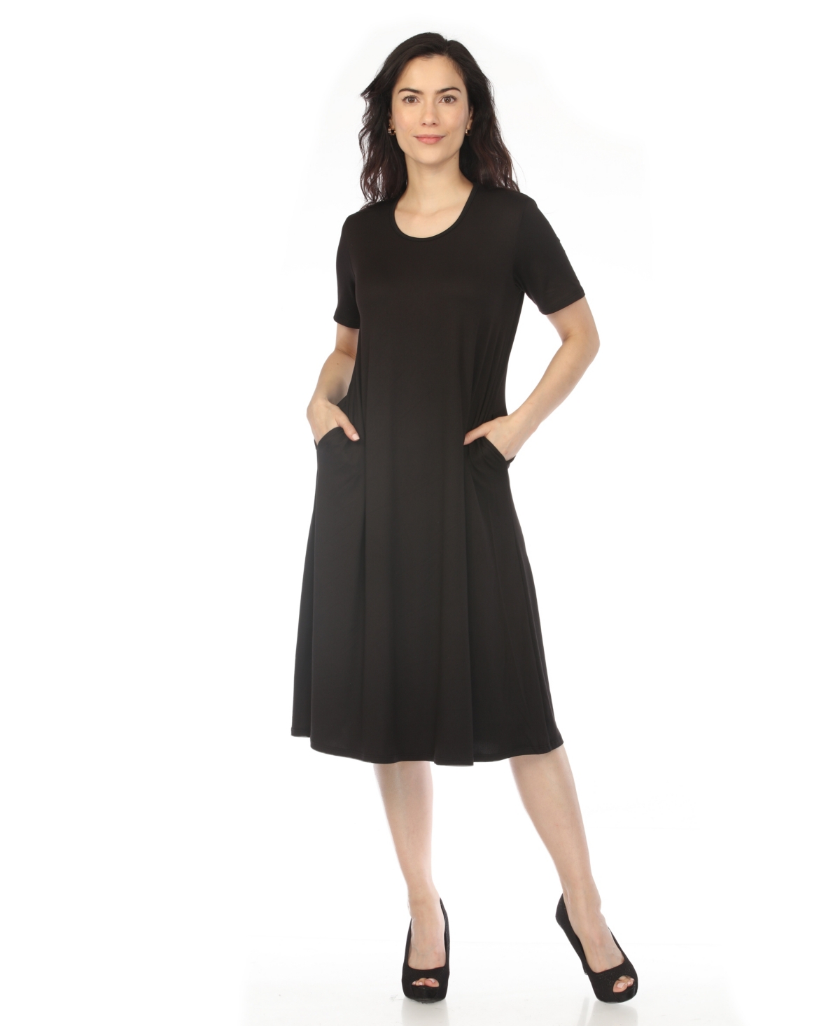 Click here for White Mark Womens Crew Neck T-Shirt Dress - Black/... prices